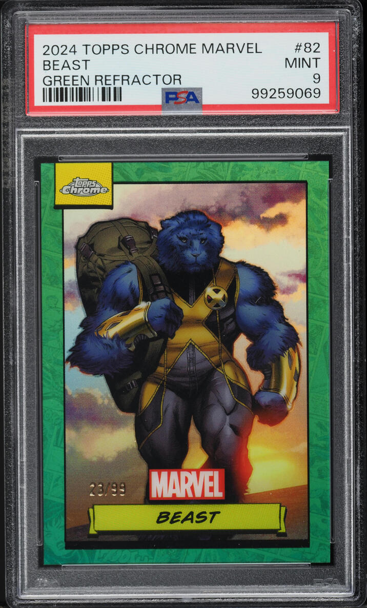 2024 Topps Chrome Marvel Green Refractor Beast /99 #82 PSA 9 MINT on ...