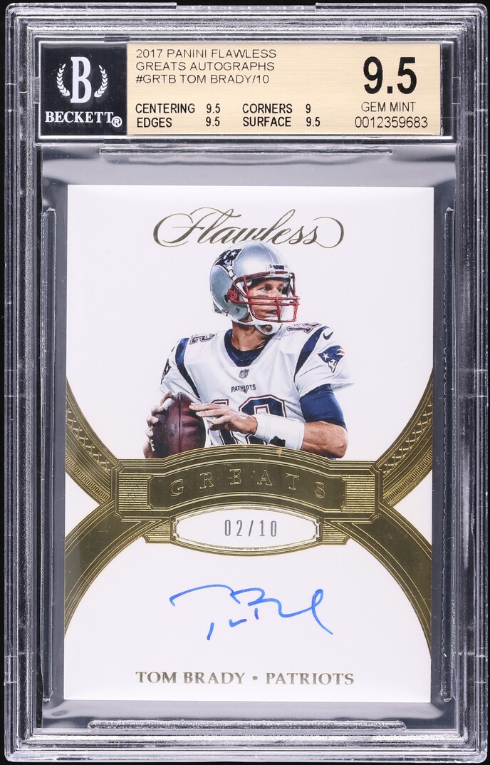 2017 Panini Flawless Greats Tom Brady AUTO /10 #GR-TB BGS 9.5 GEM MINT ...