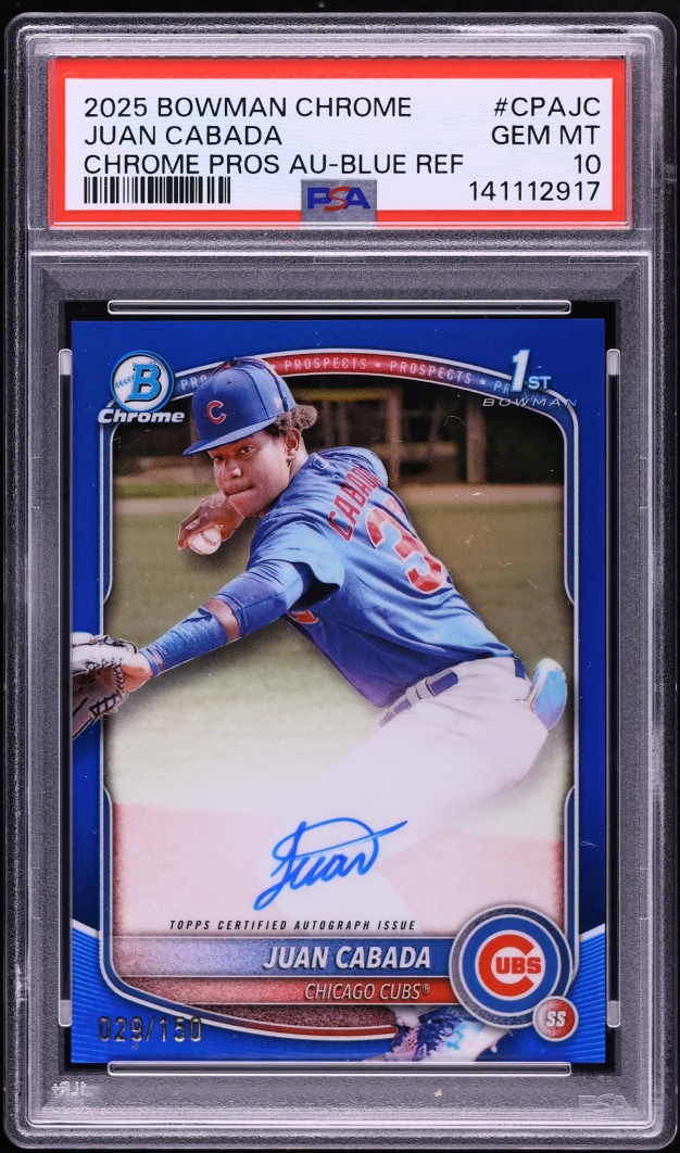 2025 Bowman Chrome Blue Refractor Juan Cabada PROSPECT AUTO /150 #CPAJC ...