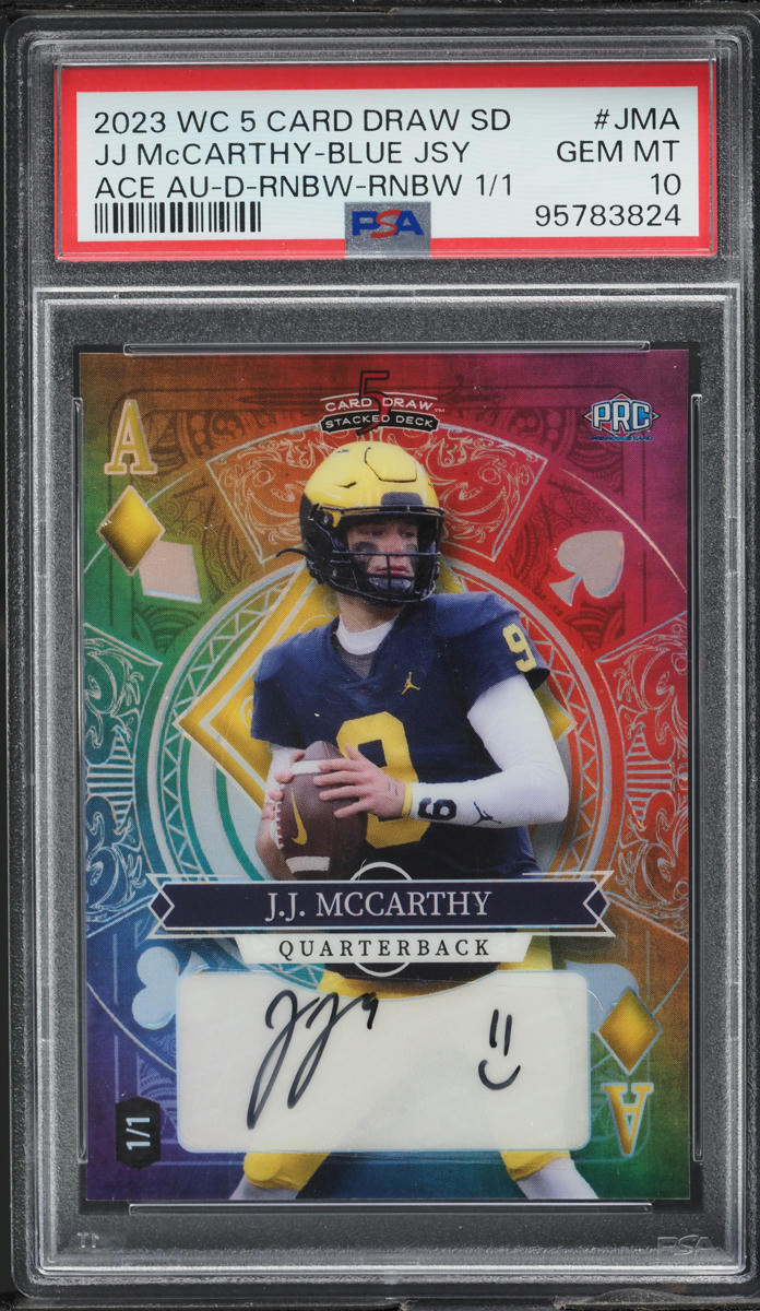 2023 Wild Card 5 Card Draw Stacked Deck Rainbow JJ McCarthy RC AUTO 1/1 ...