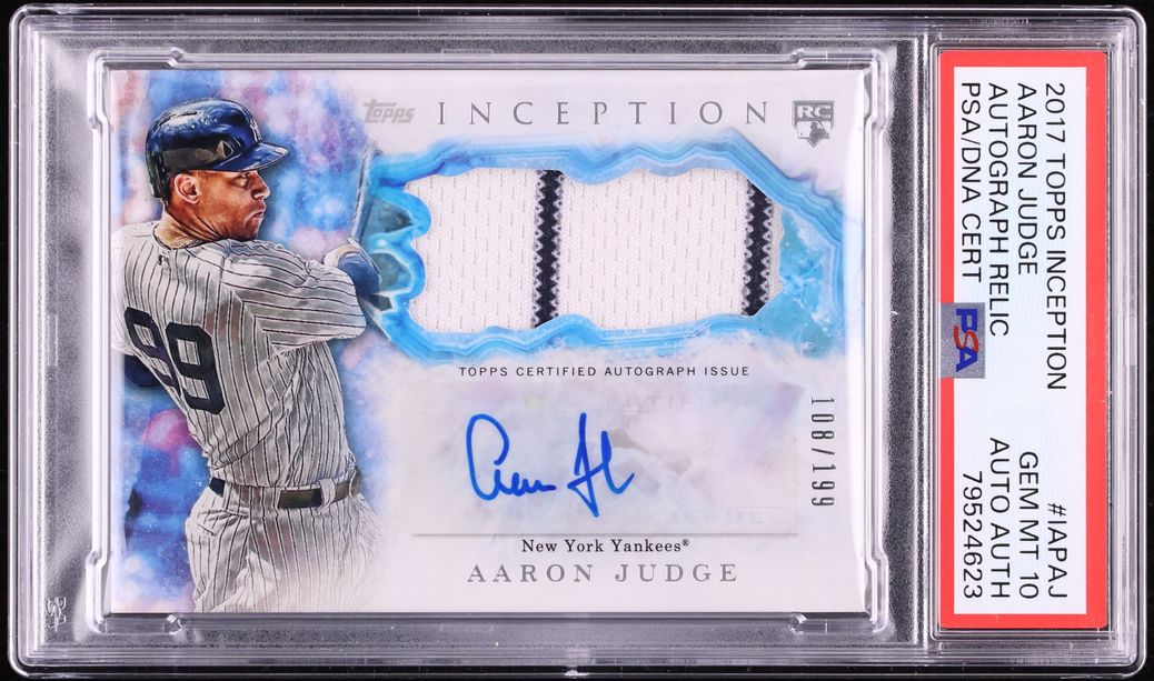 2017 Topps Inception Aaron Judge ROOKIE PATCH AUTO /199 #IAPAJ PSA 10 ...