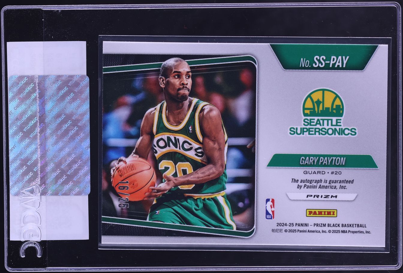 2024 Panini Prizm Black Sensational Blue Shimmer FOTL Gary Payton AUTO ...