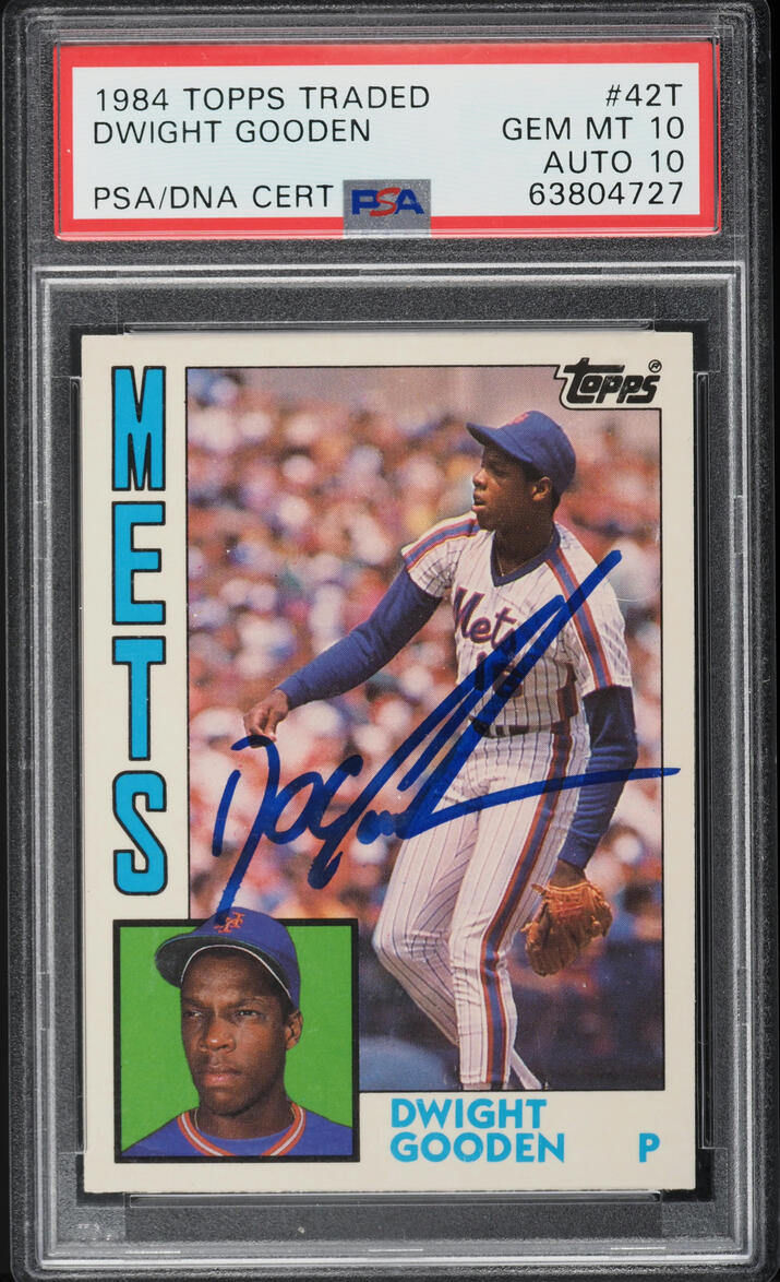 1984 Topps Traded Dwight Gooden ROOKIE AUTO DNA 10 #42T PSA 10 GEM MINT ...