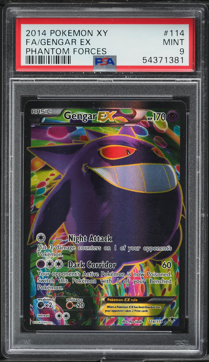 2014 Pokemon XY Phantom Forces Full Art Gengar EX #114 PSA 9 MINT on ...