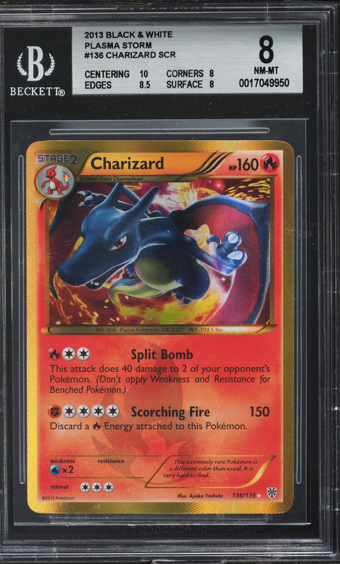 2013 Pokemon Black & White Plasma Storm Secret Charizard #136 BGS 8 NM ...