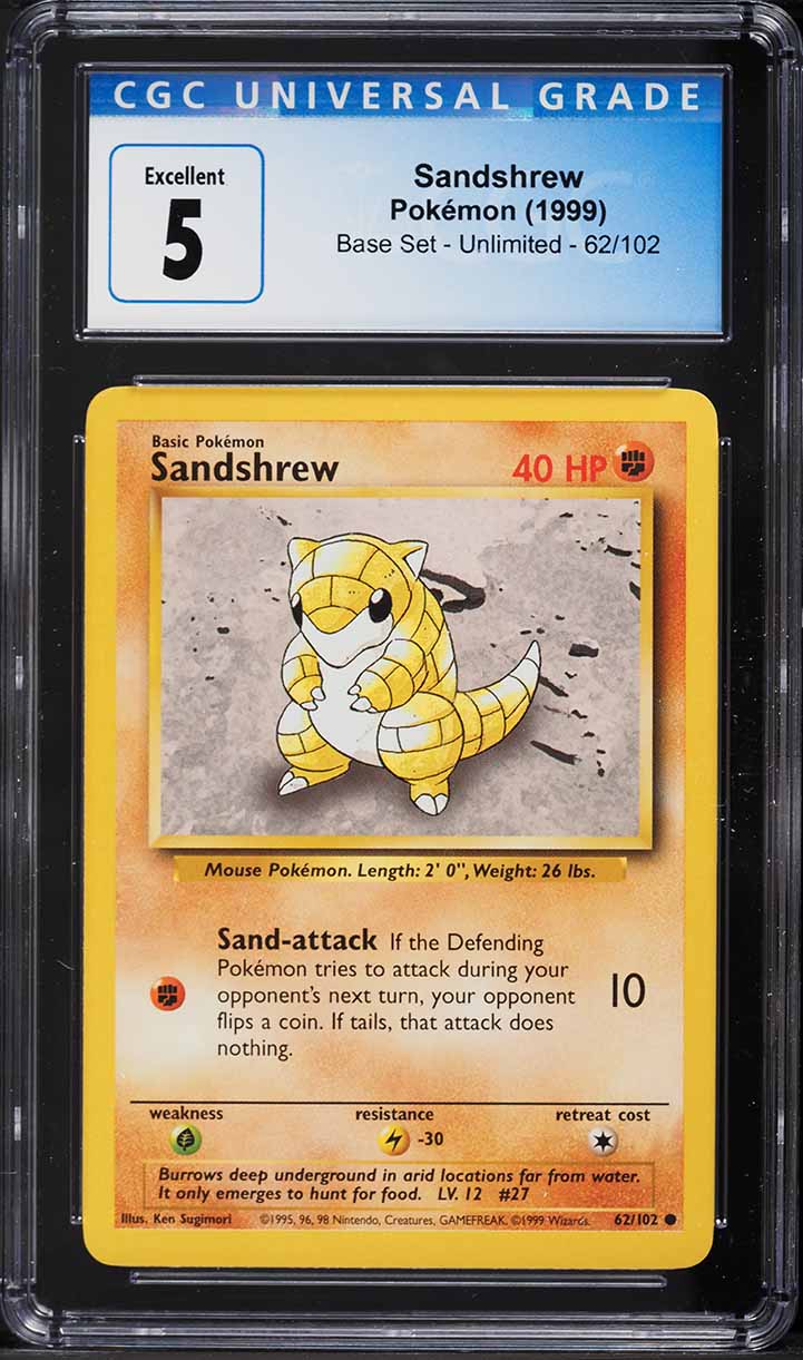 1999 Pokemon Base Set Sandshrew #62 CGC 5 EX on Fanatics Collect