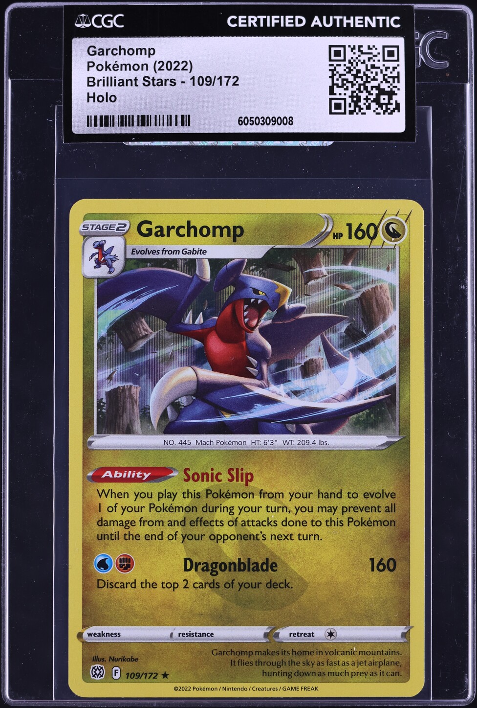 2022 Pokemon Sword & Shield Brilliant Stars Holo Garchomp #109 CGC AUTH ...