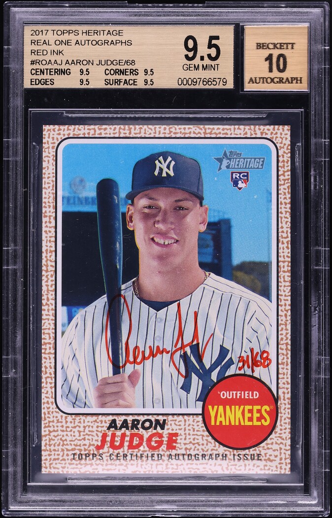 2017 Topps Heritage Real One Red Ink Aaron Judge ROOKIE AUTO /68 #ROA ...