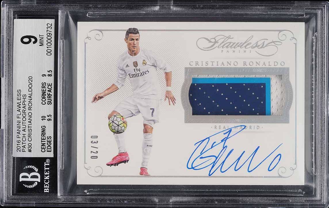 2015-16 Panini Flawless Cristiano Ronaldo PATCH AUTO /20 #PACR BGS 9 ...