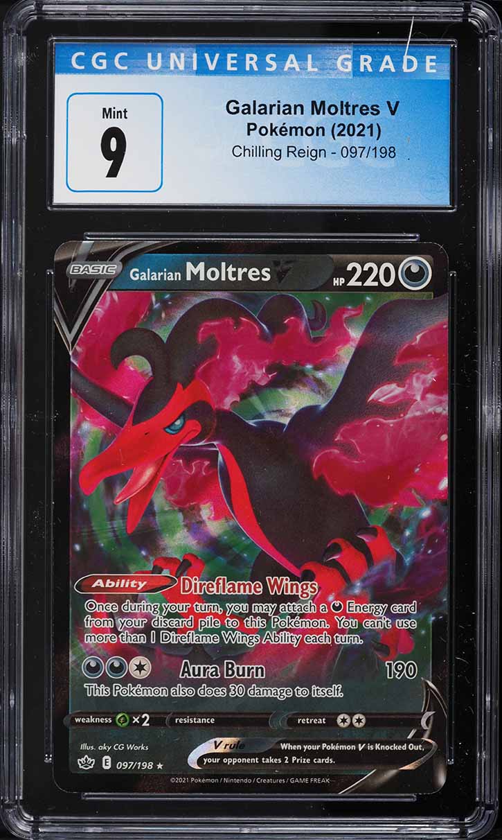 2021 Pokemon Sword & Shield Chilling Reign Galarian Moltres V #97 CGC 9 MINT on Fanatics Collect