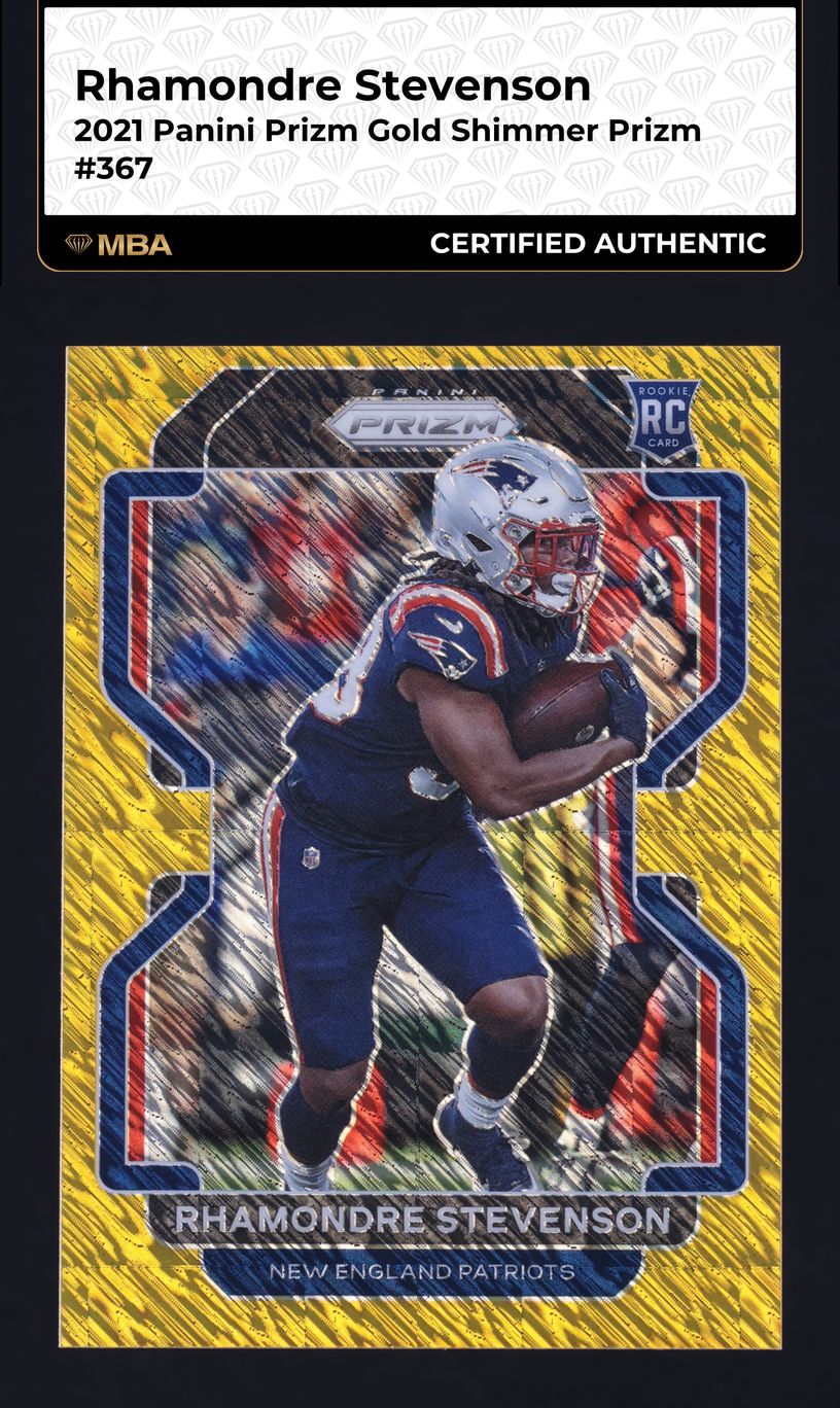 2021 Panini Prizm Gold Shimmer Rhamondre Stevenson ROOKIE /10 #367 MBA ...