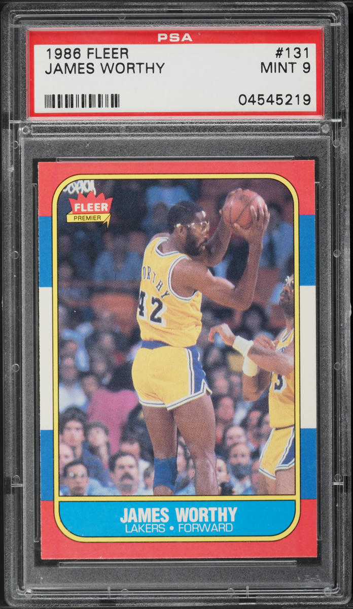 1986 Fleer Basketball James Worthy ROOKIE #131 PSA 9 MINT on Fanatics ...