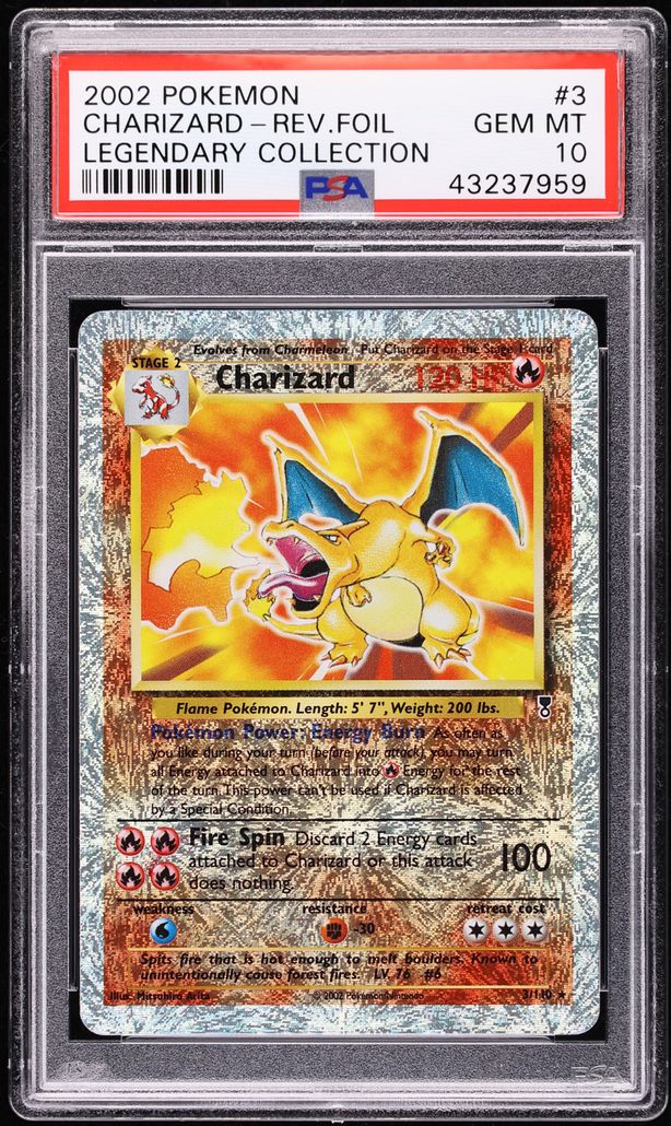 2002 Pokemon Legendary Collection Reverse Holo Charizard #3 PSA 10 GEM ...