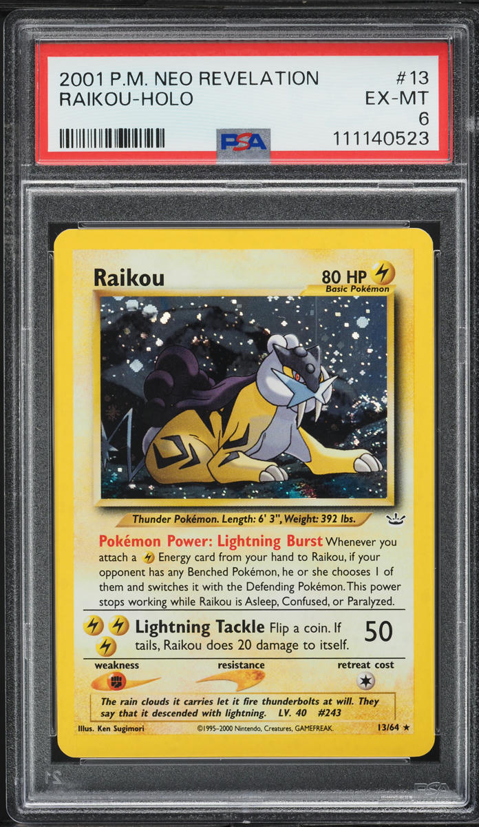 2001 Pokemon Neo Revelation Holo Raikou #13 PSA 6 EXMT on Fanatics Collect