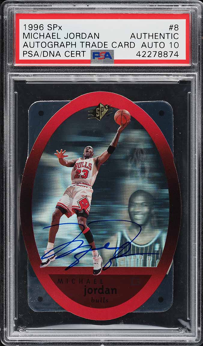 1996 SPx Basketball Michael Jordan AUTO DNA 10 #8 PSA AUTH on Fanatics ...