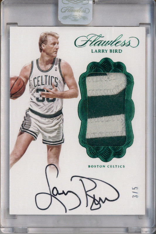 2016-17 Panini Flawless Vertical Patch Autographs Emerald Larry Bird ...