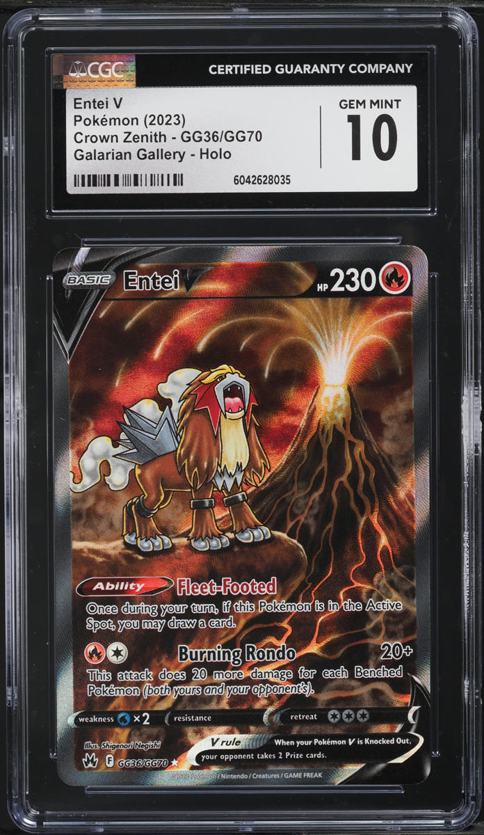 2023 Pokemon Sword & Shield Crown Zenith Full Art Entei V #GG36 CGC 10 GEM MINT on Fanatics Collect