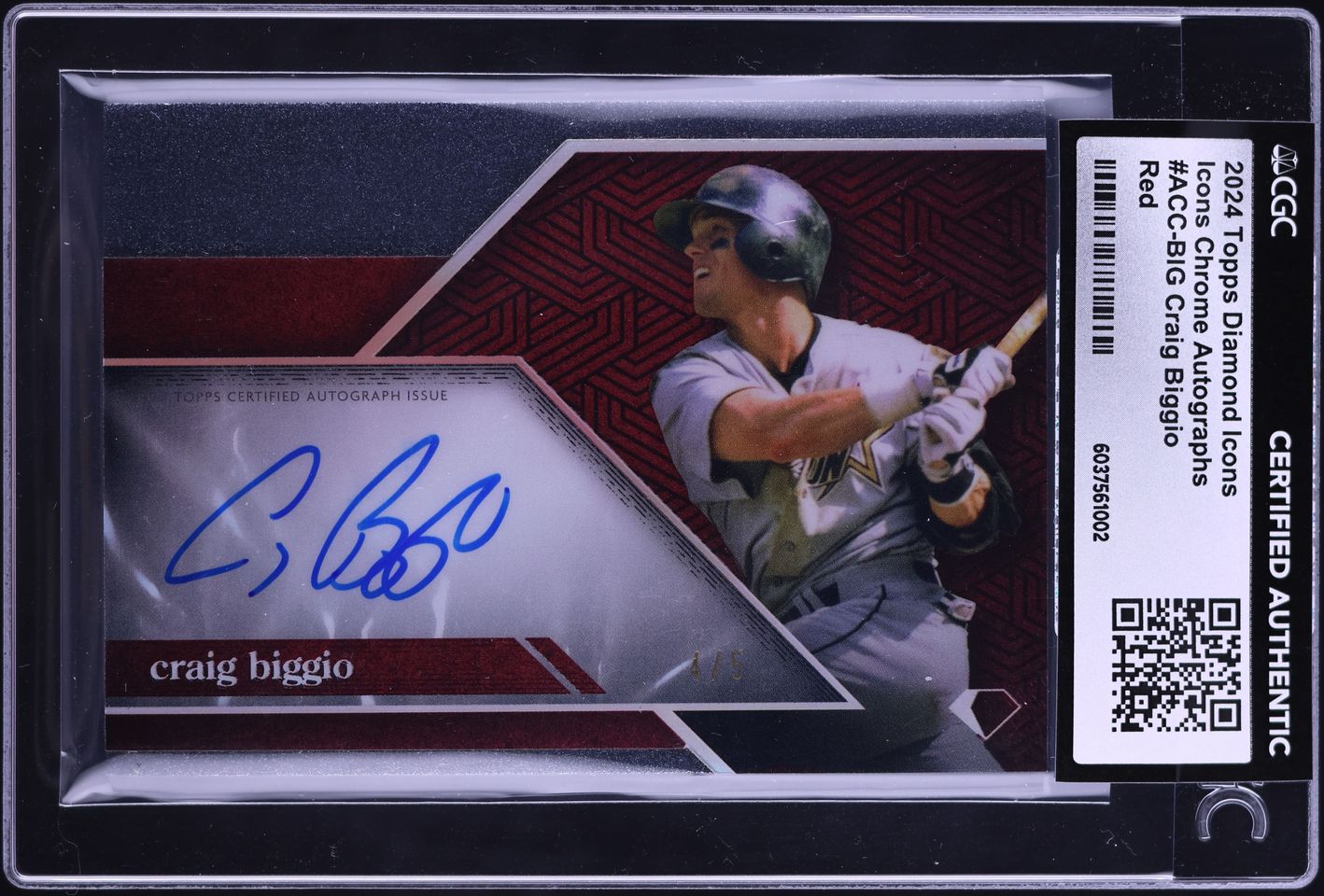 2024 Topps Diamond Icons Chrome Red Craig Biggio AUTO /5 #ACC-BIG CGC ...