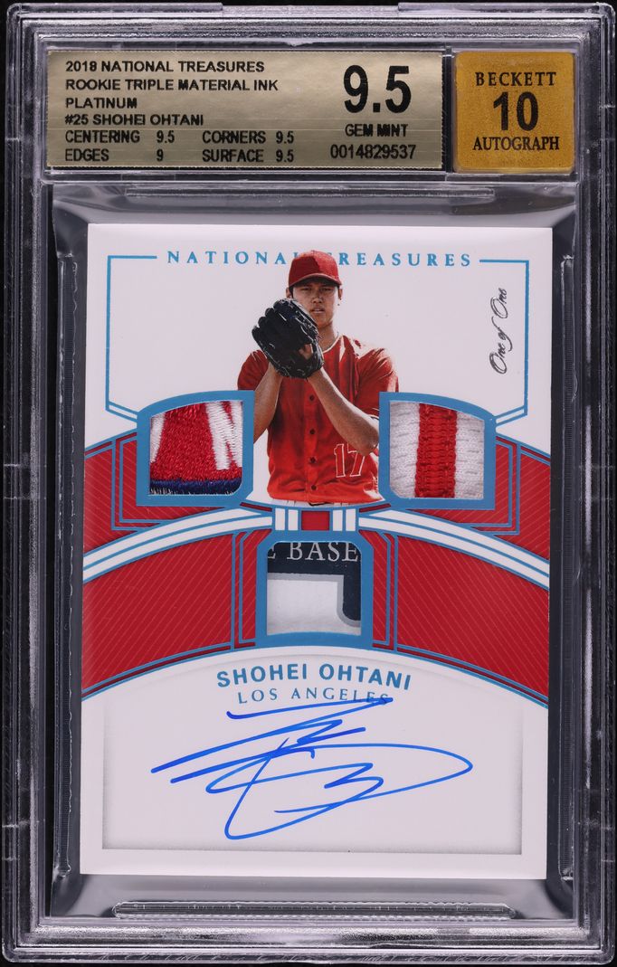 2018 National Treasures Platinum Shohei Ohtani ROOKIE PATCH AUTO 1/1 ...