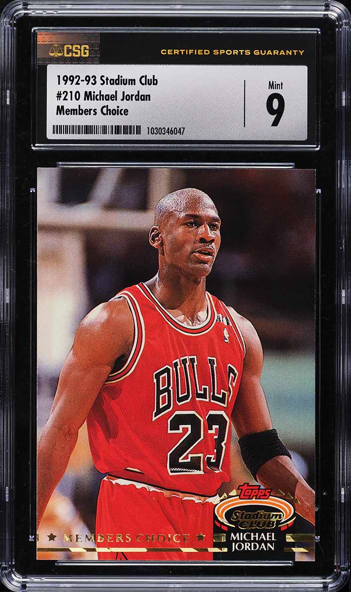 1992 Stadium Club Members Choice Michael Jordan #210 CSG 9 MINT on ...