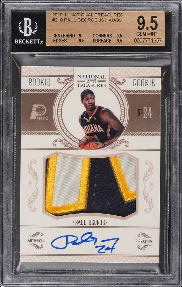 2010 National Treasures Paul George ROOKIE PATCH AUTO /99 #210 BGS 9.5 ...