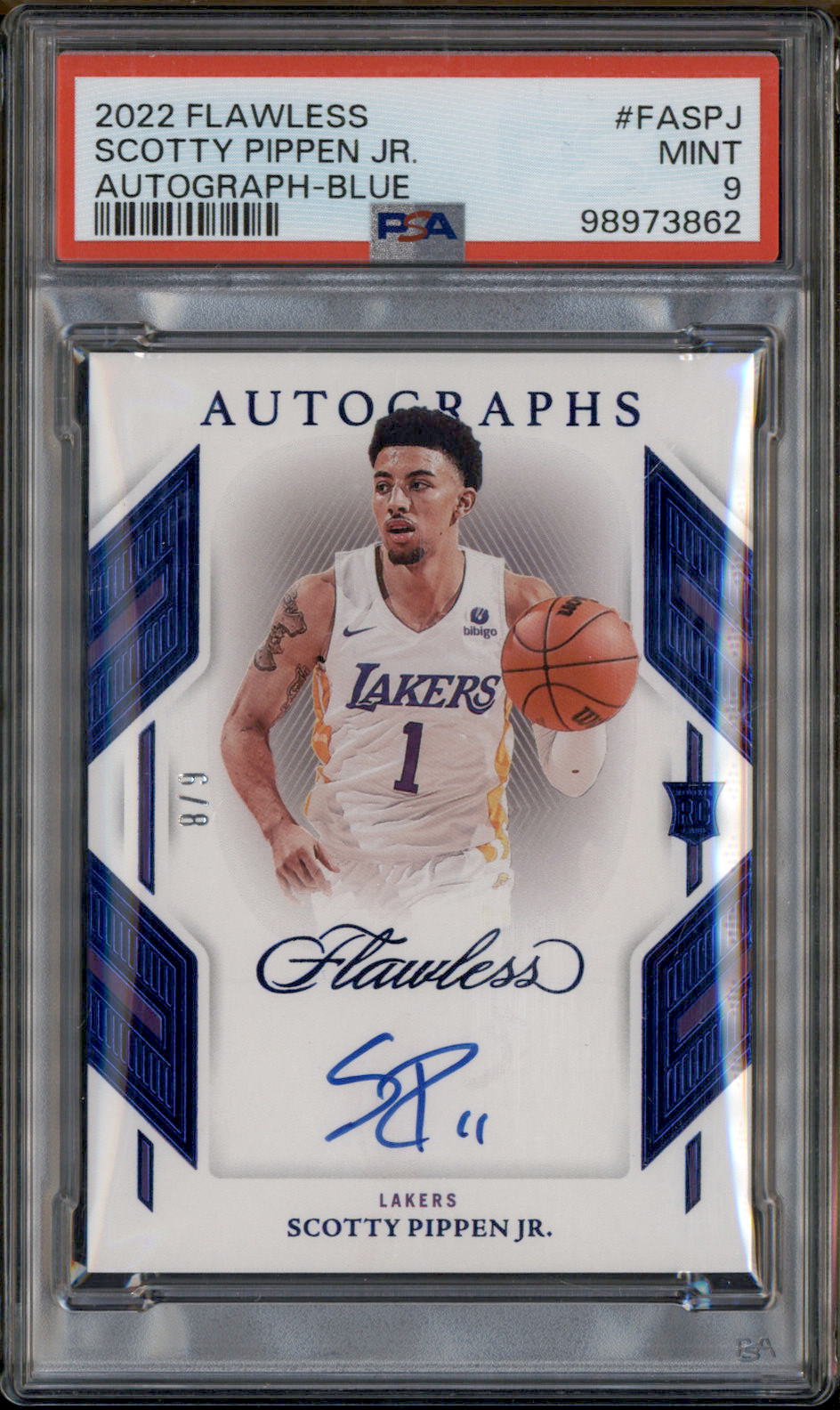 2022 Flawless Rookie Autograph Blue Scotty Pippen Jr RC Auto /9 PSA 9 ...