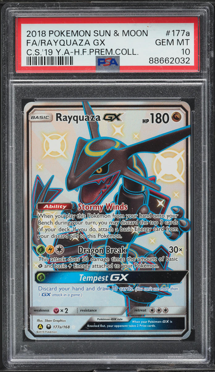 2018 Pokemon SM Hidden Fates Premium Shiny Rayquaza GX #117a PSA 10 GEM ...