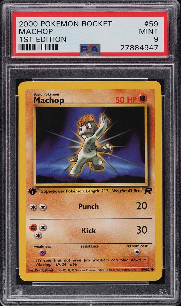 2000 Pokemon Team Rocket 1st Edition Machop #59 PSA 9 MINT on Fanatics ...