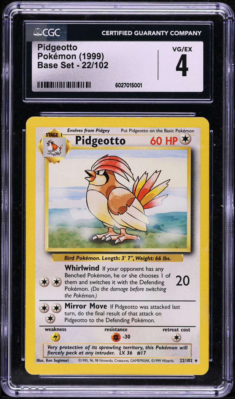 1999 Pokemon Base Set Pidgeotto #22 CGC 4 VGEX on Fanatics Collect