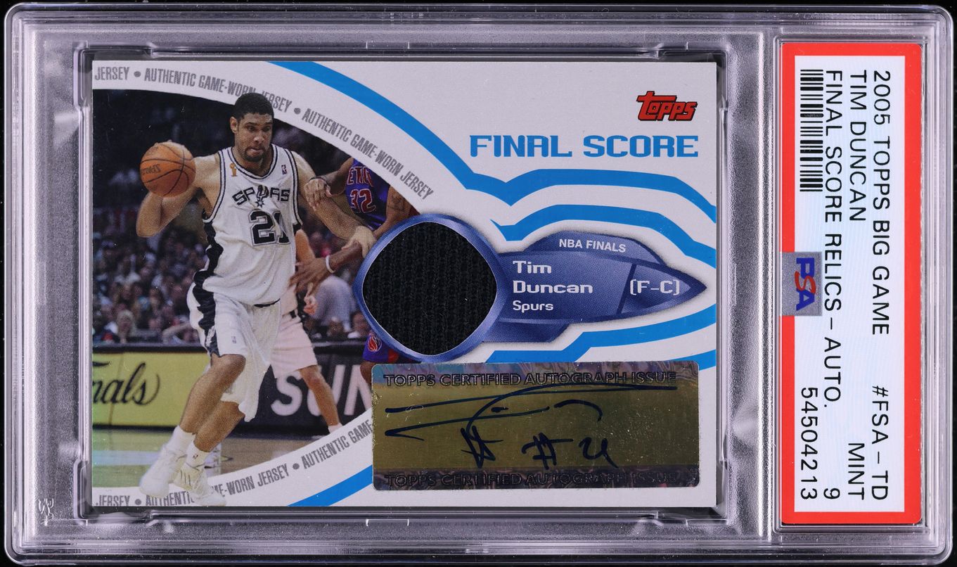 2005 Topps Big Game Final Score Tim Duncan PATCH AUTO /50 #FSA-TD PSA 9 ...