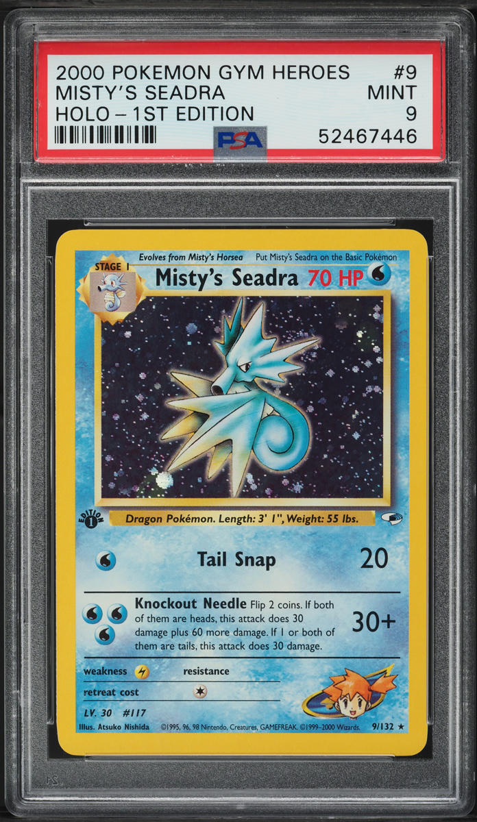 2000 Pokemon Gym Heroes 1st Edition Holo Misty's Seadra #9 PSA 9 MINT on Fanatics Collect
