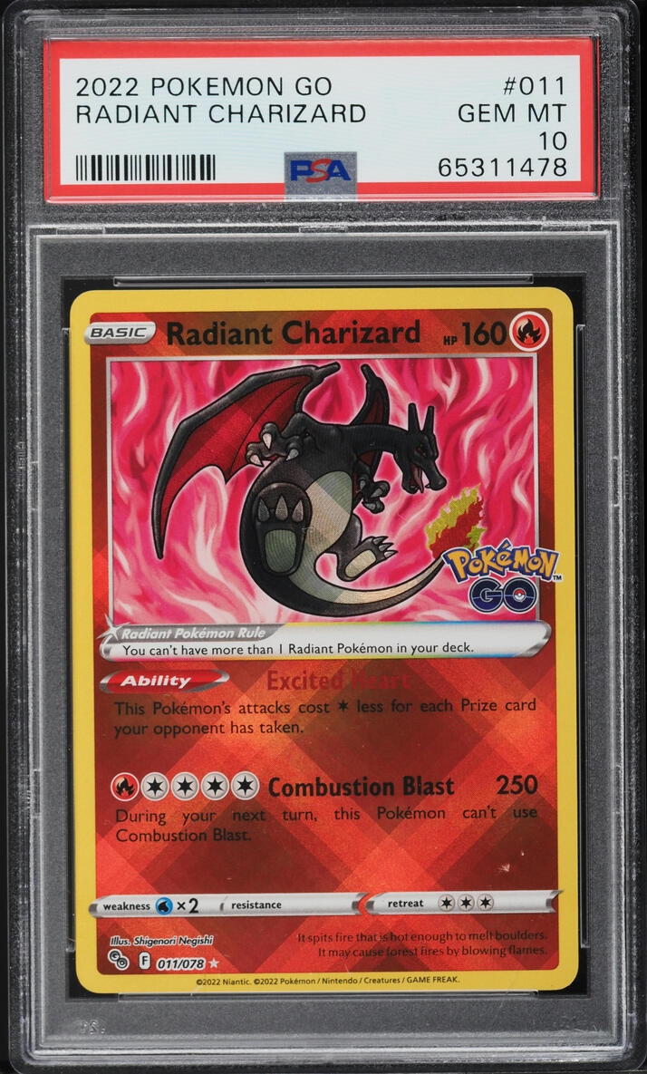 2022 Pokemon Sword & Shield Pokemon GO Radiant Charizard #11 PSA 10 GEM ...