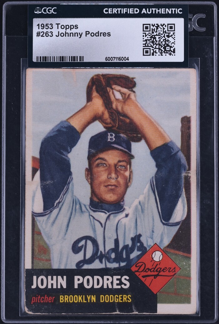 1953 Topps Johnny Podres #263 CGC AUTH on Fanatics Collect