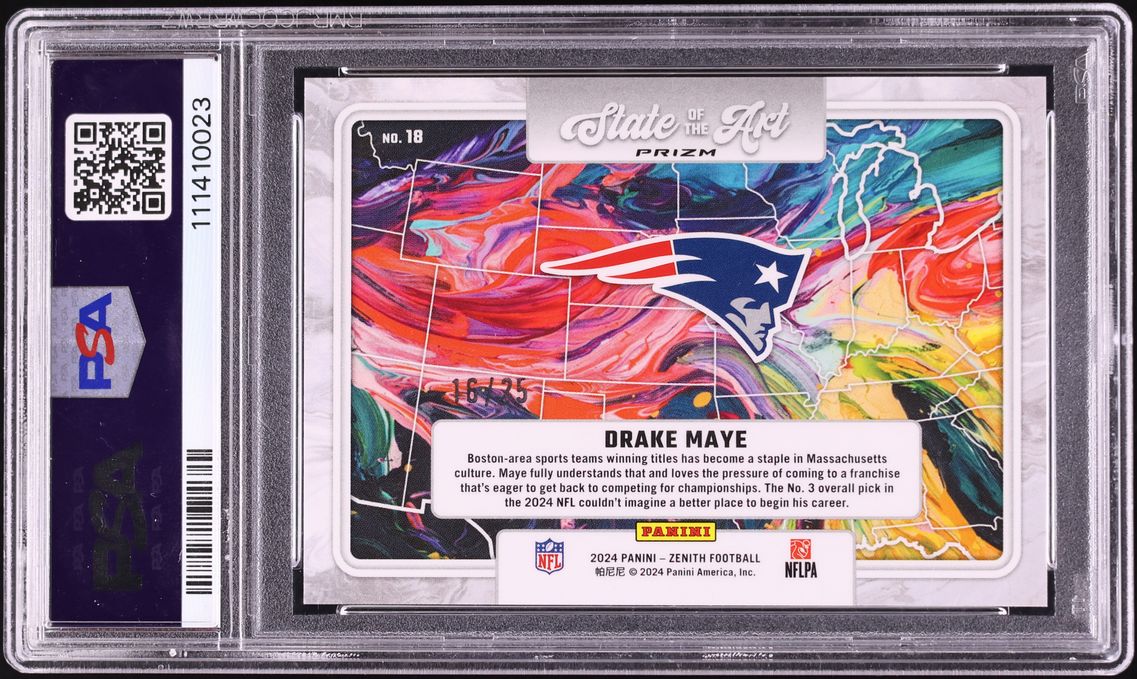 2024 Panini Zenith State Of The Art Blue Prizm Drake Maye ROOKIE /25 ...