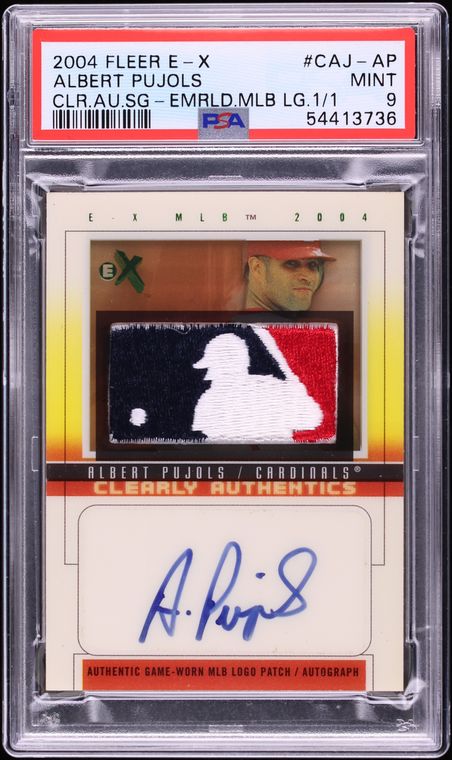 2004 Fleer E-X Clearly Emerald Albert Pujols MLB LOGOMAN PATCH AUTO 1/1 ...