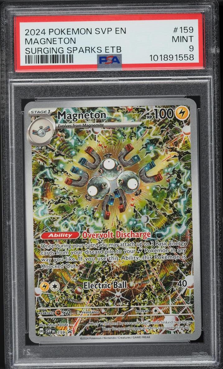 2024 Pokemon SV Black Star Promo Surging Sparks ETB Magneton #159 PSA 9 ...
