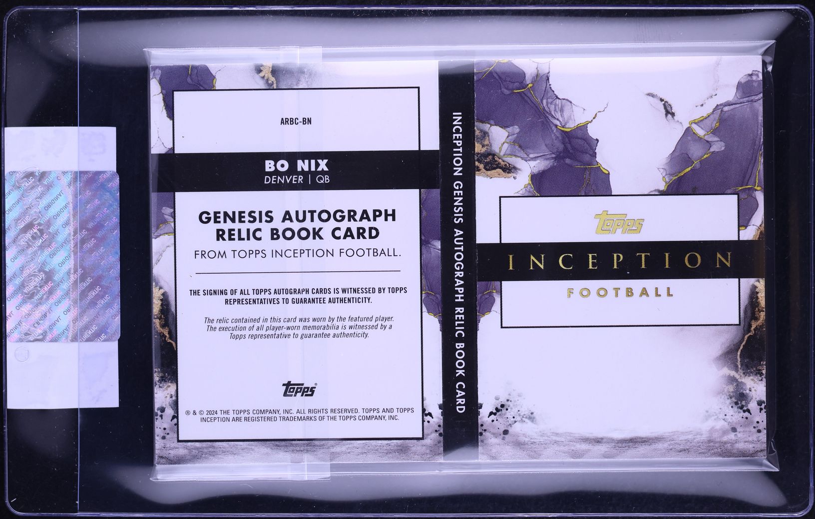 2024 Topps Inception Genesis Booklet Purple Bo Nix ROOKIE PATCH AUTO ...
