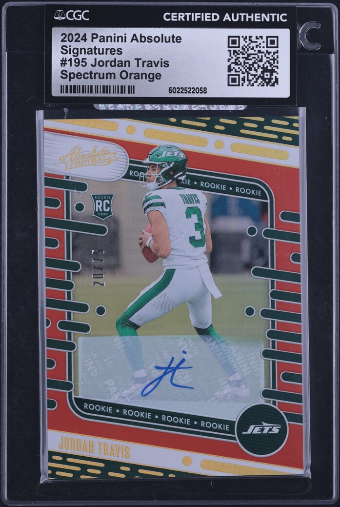 2024 Absolute Spectrum Orange Jordan Travis ROOKIE AUTO /75 #195 CGC ...
