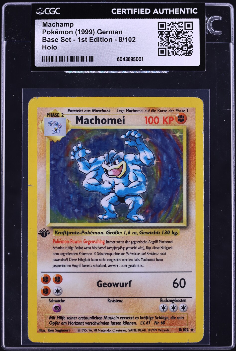1999 Pokemon Base Set 1st Edition Holo Machamp #8 CGC AUTH on Fanatics Collect