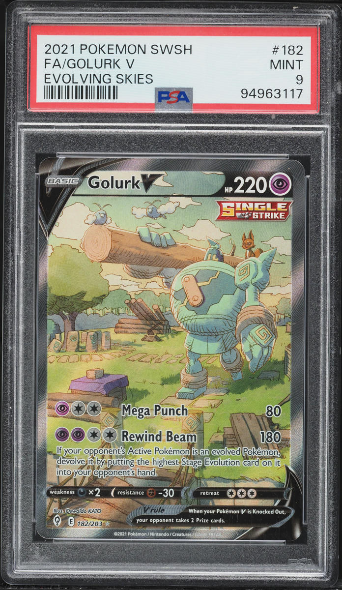 2021 Pokemon Sword & Shield Evolving Skies Full Art Golurk V #182 PSA 9 ...