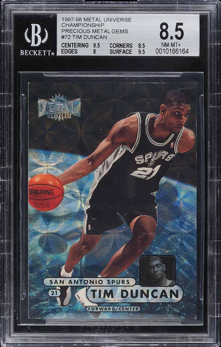 1997 Metal Universe Championship PMG Tim Duncan ROOKIE /50 #72 BGS 8.5 ...