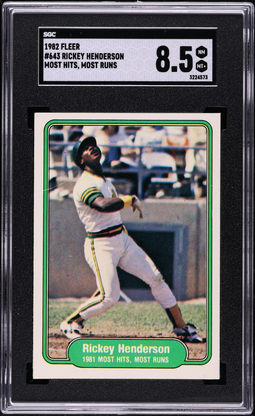 1982 Fleer Rickey Henderson MOST HITS, MOST RUNS #643 SGC 8.5 NM-MT+ on ...