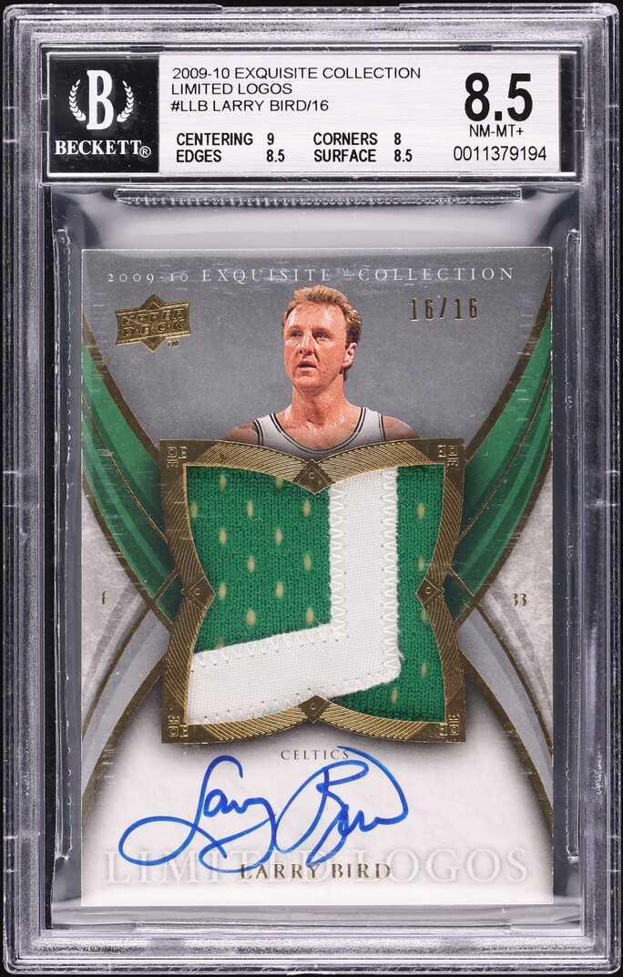 2009 Exquisite Collection Limited Logos Larry Bird PATCH AUTO 16/16 BGS ...