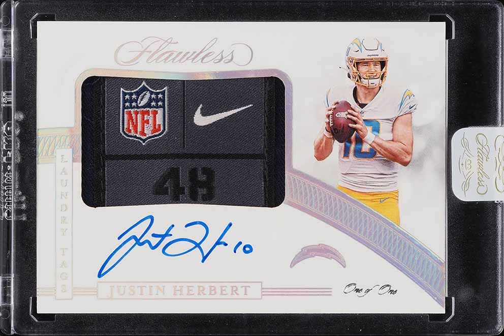 2020 Panini Flawless Laundry Tag Justin Herbert ROOKIE PATCH AUTO 1/1 # ...