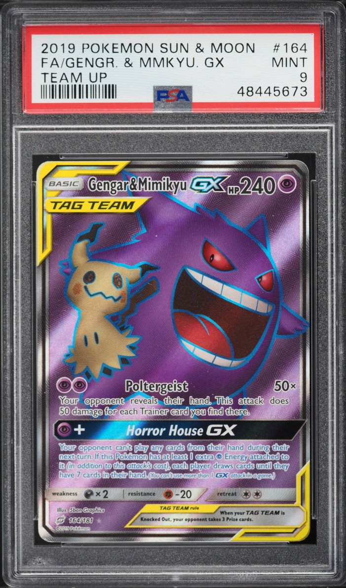 2019 Pokemon Sun & Moon Team Up Full Art Gengar & Mimikyu GX #164 PSA 9 ...