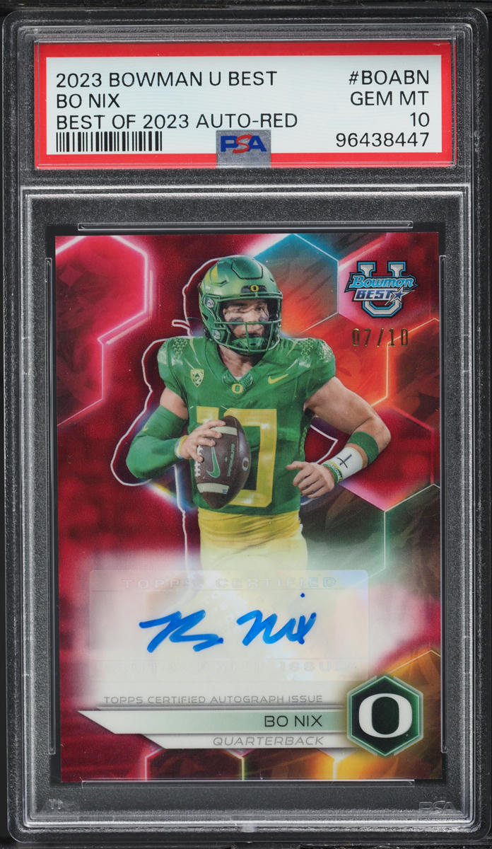 2023 Bowman University Best Of '23 Red Bo Nix ROOKIE AUTO /10 #BOA-BN ...