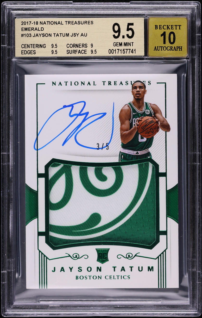 2017 National Treasures Emerald Jayson Tatum ROOKIE PATCH AUTO /5 #103 ...