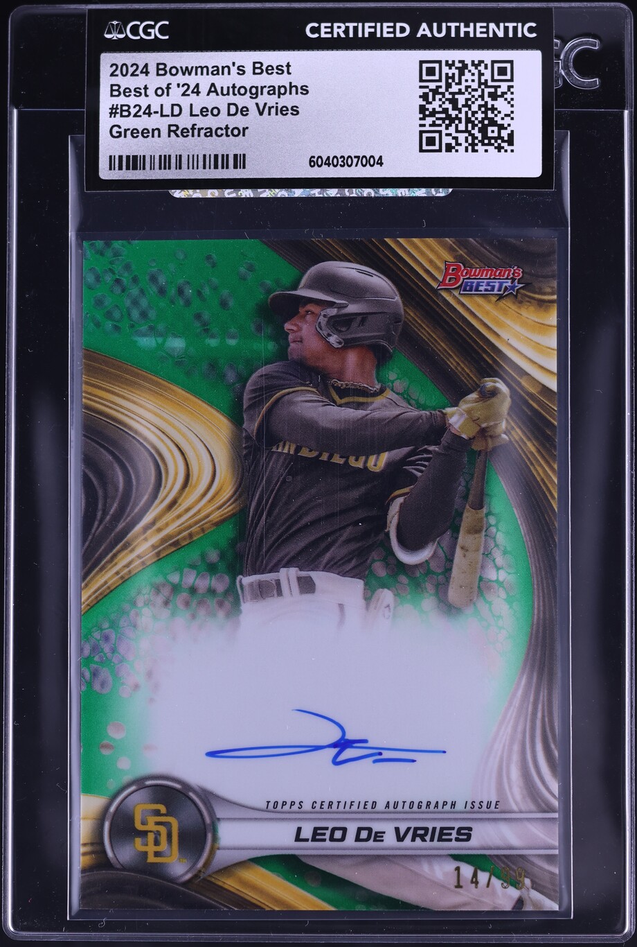 2024 Bowman's Best Green Refractor Leo De Vries PROSPECT AUTO /99 CGC AUTH on Fanatics Collect