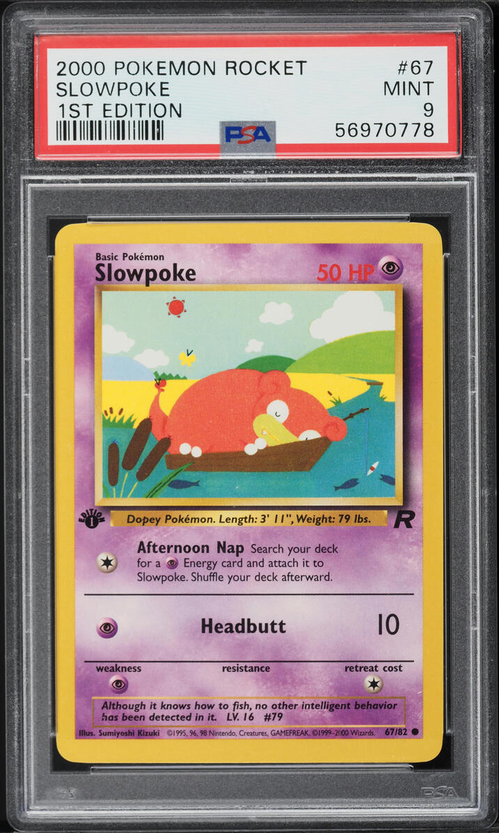 2000 Pokemon Team Rocket 1st Edition Slowpoke #67 PSA 9 MINT on ...