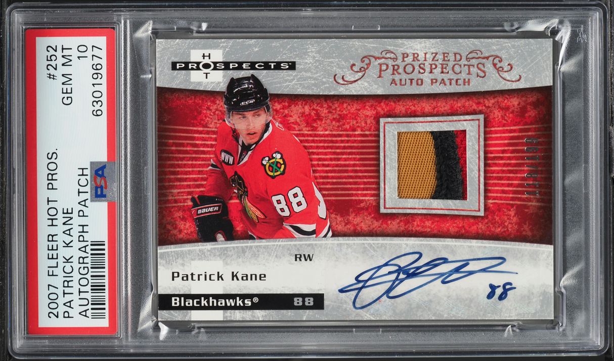 2007 Fleer Hot Prospects Patrick Kane ROOKIE PATCH AUTO /199 #252 PSA ...
